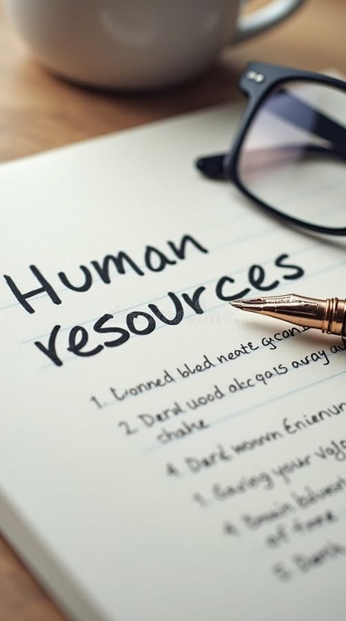 Human Resources Notes with Glasses and Fountain Pen on Desk Stock ...