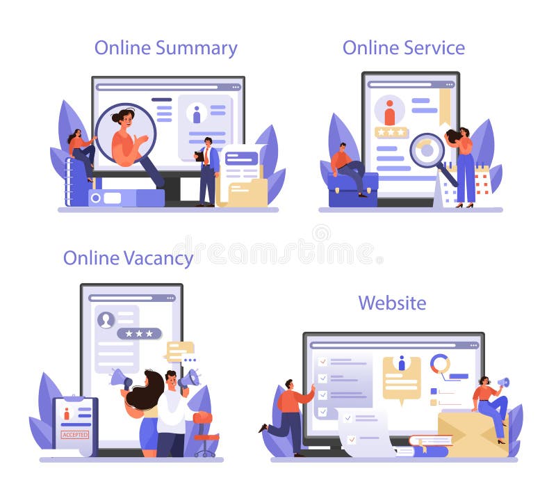 Human Resources Online Service or Platform Set. Idea of Recruitment ...