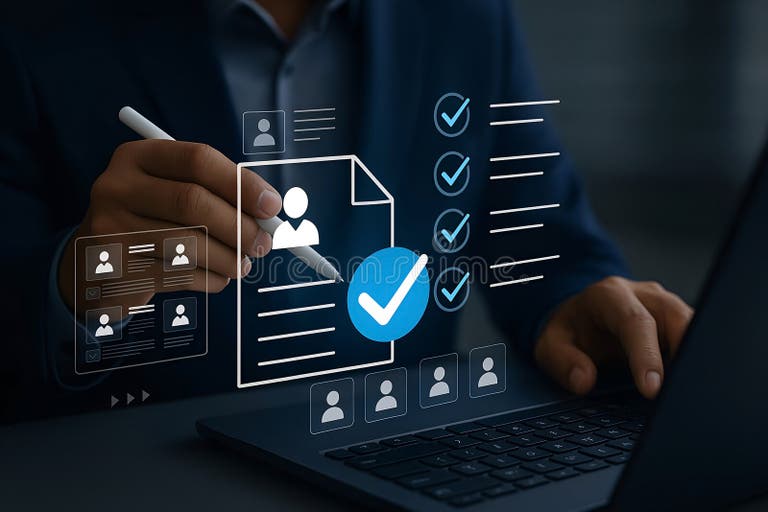 Human Resources Professional Digitally Reviewing and Approving ...