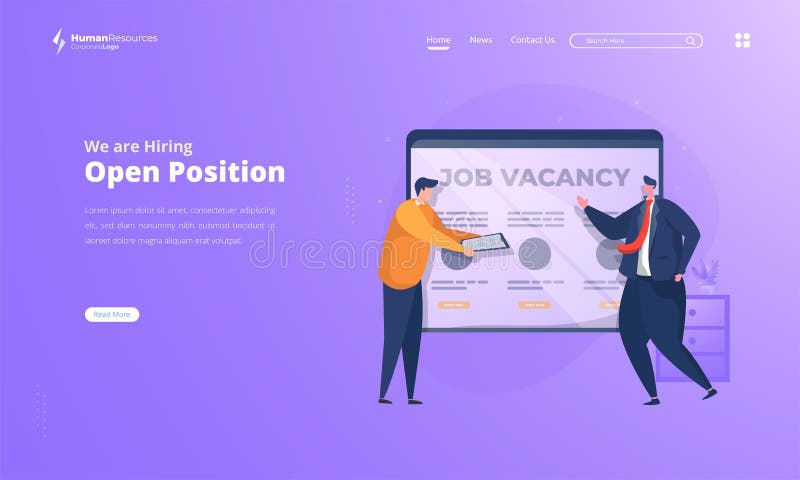 Open Position for Job Vacancy Illustration on Landing Page Concept ...