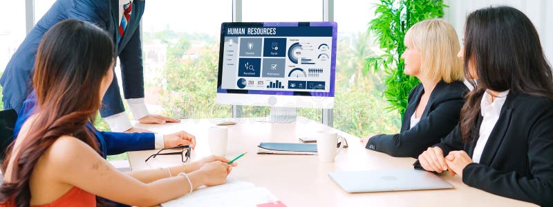 Human Resources Software on Computer Screen Help Employee Manage People ...