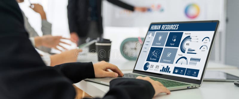 Human Resources Software on Computer Screen Help Employee Manage People ...