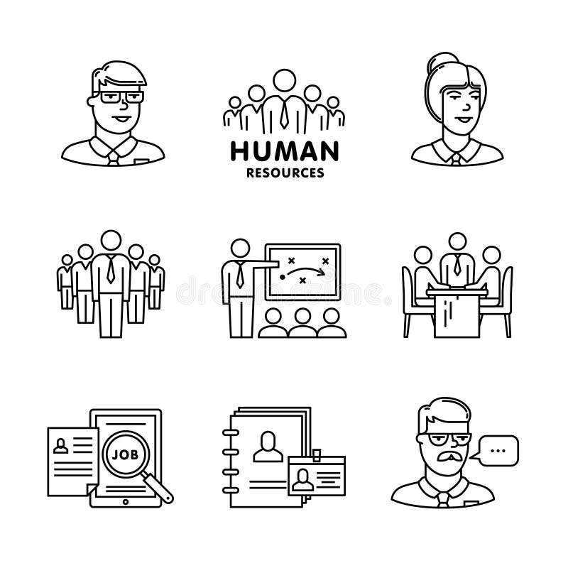 Human Resources, Team Work and Building Signs Set Stock Vector ...