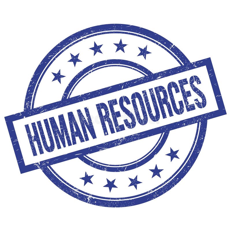 HUMAN RESOURCES Text Written on Blue Vintage Round Stamp Stock ...