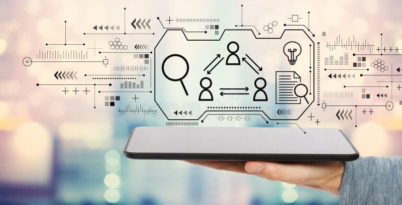 Human Resources Theme with Tablet Computer Stock Illustration ...