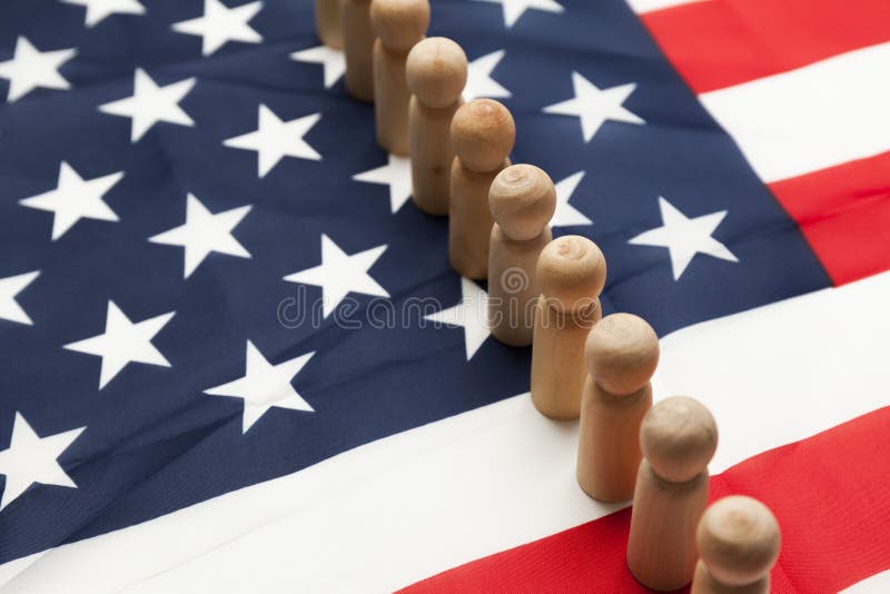 Human Resources of USA. Figures of People on American Flag Stock Photo ...