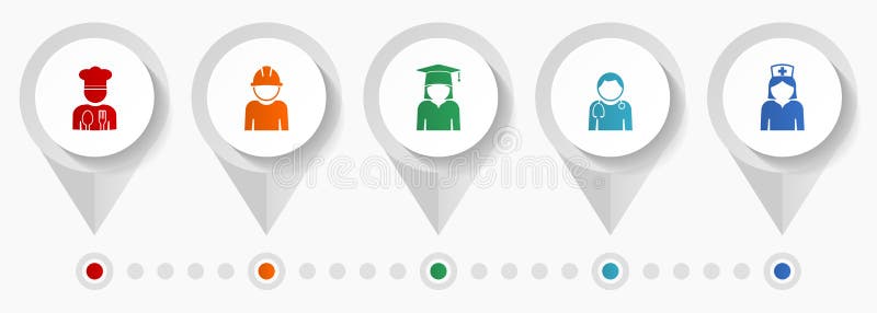 Human Resources Vector Icons, Jobs Flat Design Web Pointers Collection ...