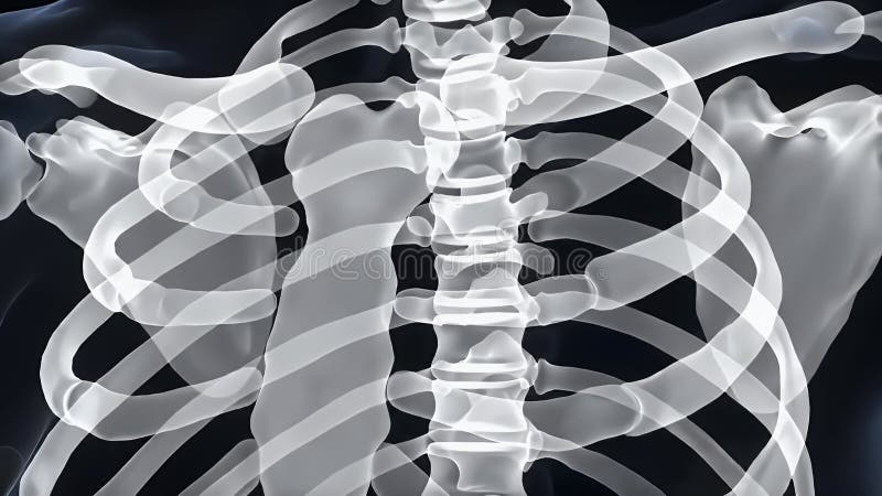 Human Rib Cage and Spine X-Ray View Stock Video - Video of themes ...