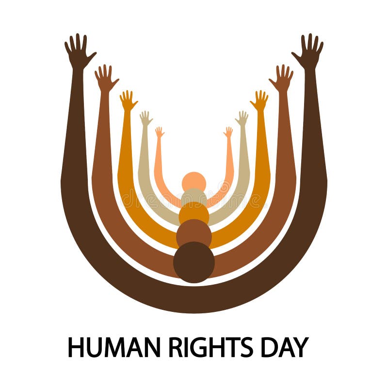 Human Rights Day with Hands Up Stock Vector - Illustration of ...