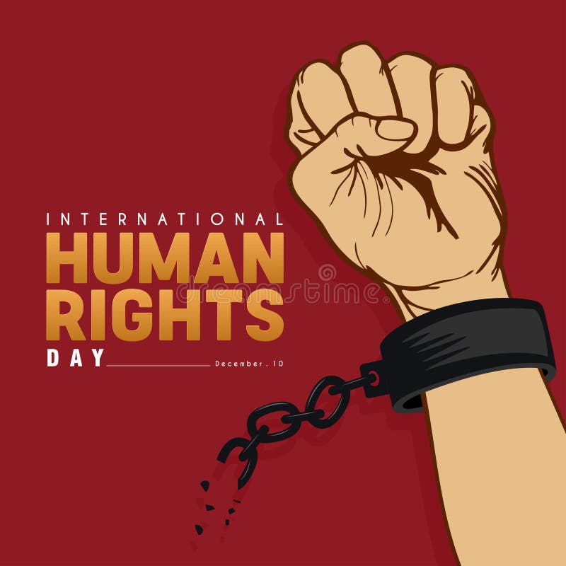 Human Rights Day Poster with Raised Hand Breaks the Chain Stock Vector ...