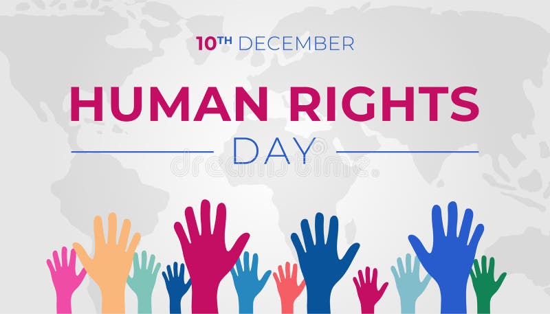 Human Rights Day Red Background Banner with Hands Stock Vector ...
