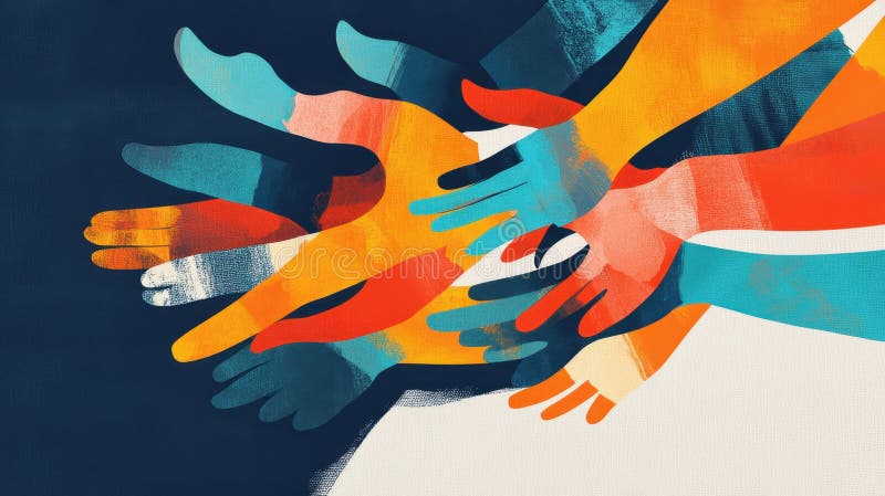 Human Rights Day Vibrant Abstract Hands in Colorful Collaboration Art ...