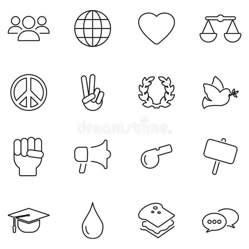Human Rights Icons Thin Line Vector Illustration Set Stock Vector ...