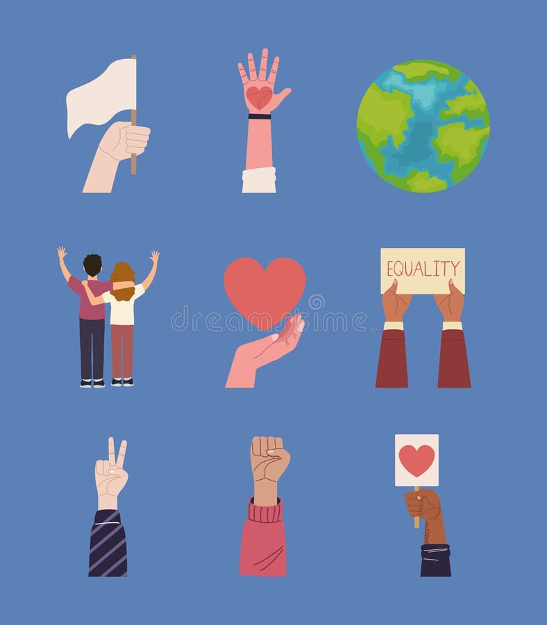 Human rights nine icons stock vector. Illustration of back - 235145588