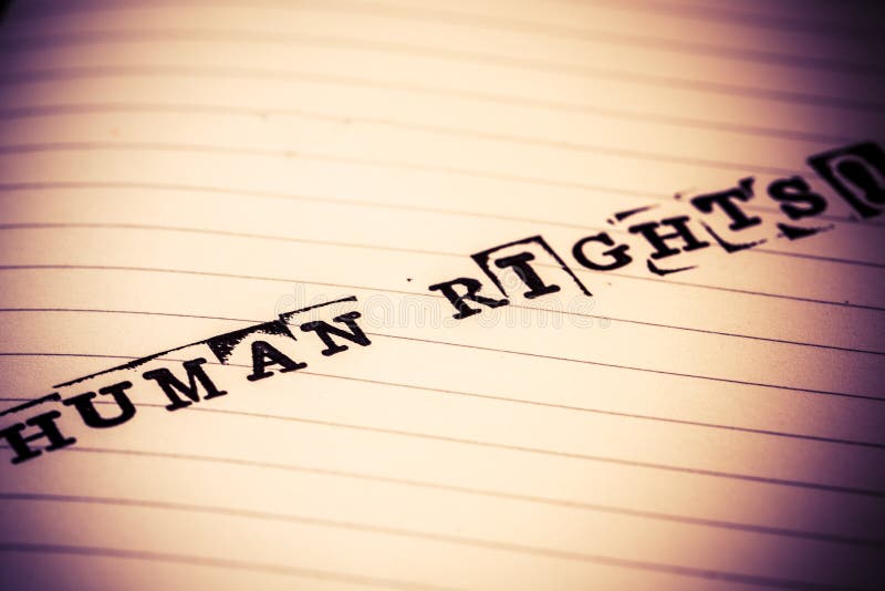 Human rights text on paper stock photo. Image of message - 65574776
