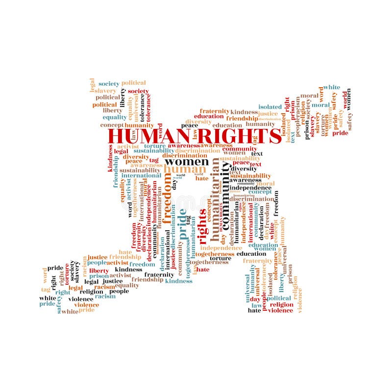 Human Rights Word Cloud Concept with Hands Ring Teamwork Symbol Stock ...