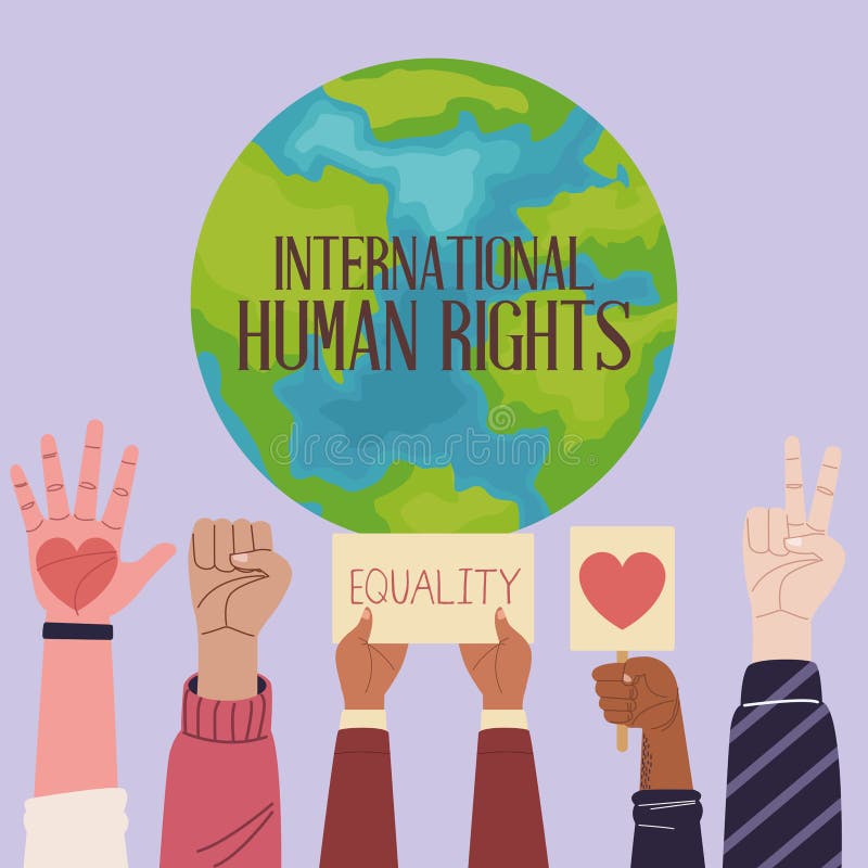 Human Rights Day Poster with Hands Colors Print Stock Vector ...