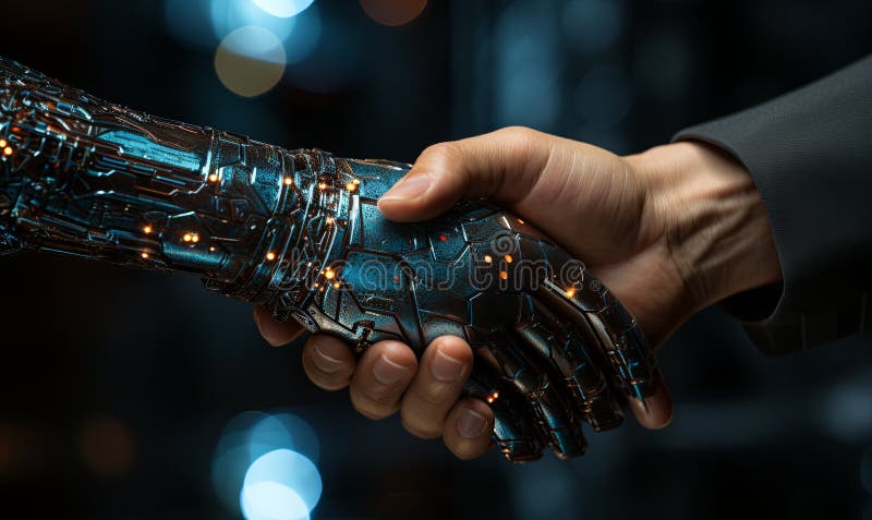 Person Shaking Hands with Robot Arm Stock Image - Image of teamwork ...