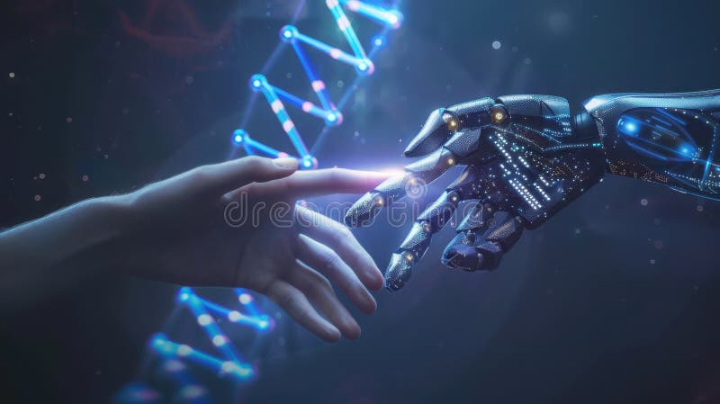 The Human and Robot Connection.AI Generated Image Stock Photo - Image ...
