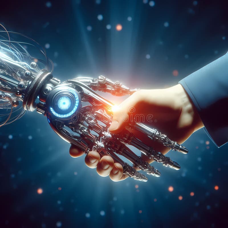 Human and Robot Connection: Future of Collaboration Stock Photo - Image ...