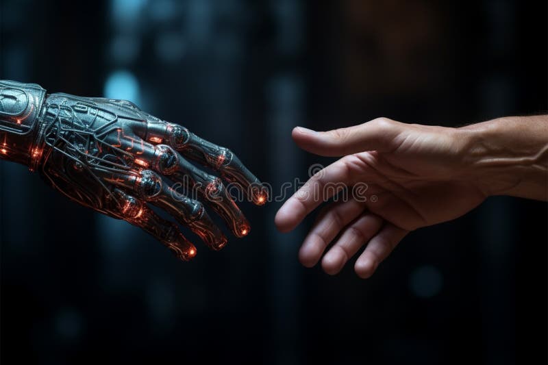 Human and Robot Fingers Touch, Symbolizing Harmonious Coexistence of ...