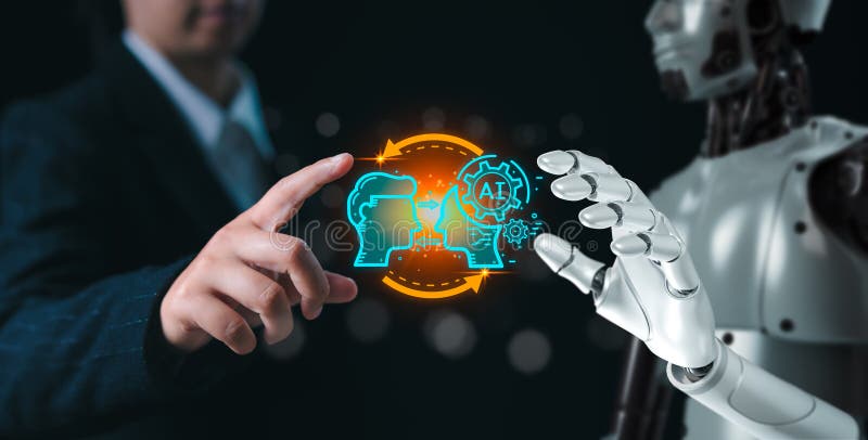 Human and Robot Hand As a Symbol of Connection between People and AI ...