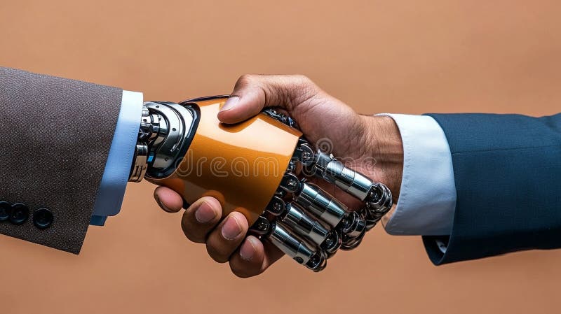Human and Robot Handshake stock image. Image of innovation - 363044197