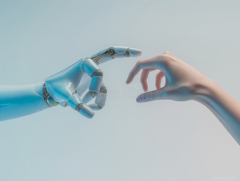 Human and Robot Hand Interaction Stock Image - Image of interaction ...