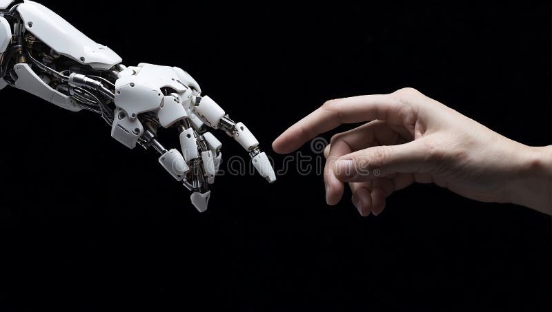 Human and Robot Hand about To Touch Generative AI Stock Illustration ...