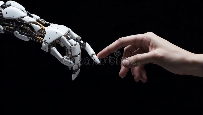 Human and Robot Hand about To Touch Generative AI Stock Illustration ...