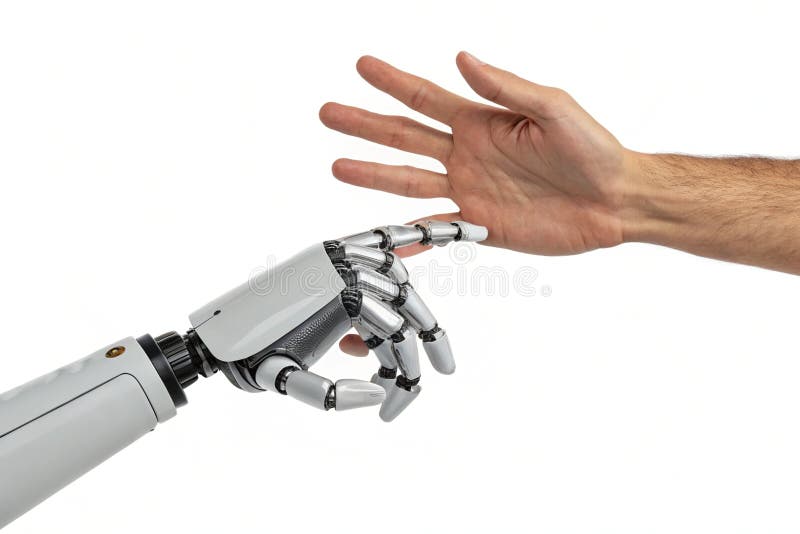 Human and Robot Hands Reaching for Artificial Intelligence Concept ... Human and Robot Hands Reaching for Artificial Intelligence Concept ...