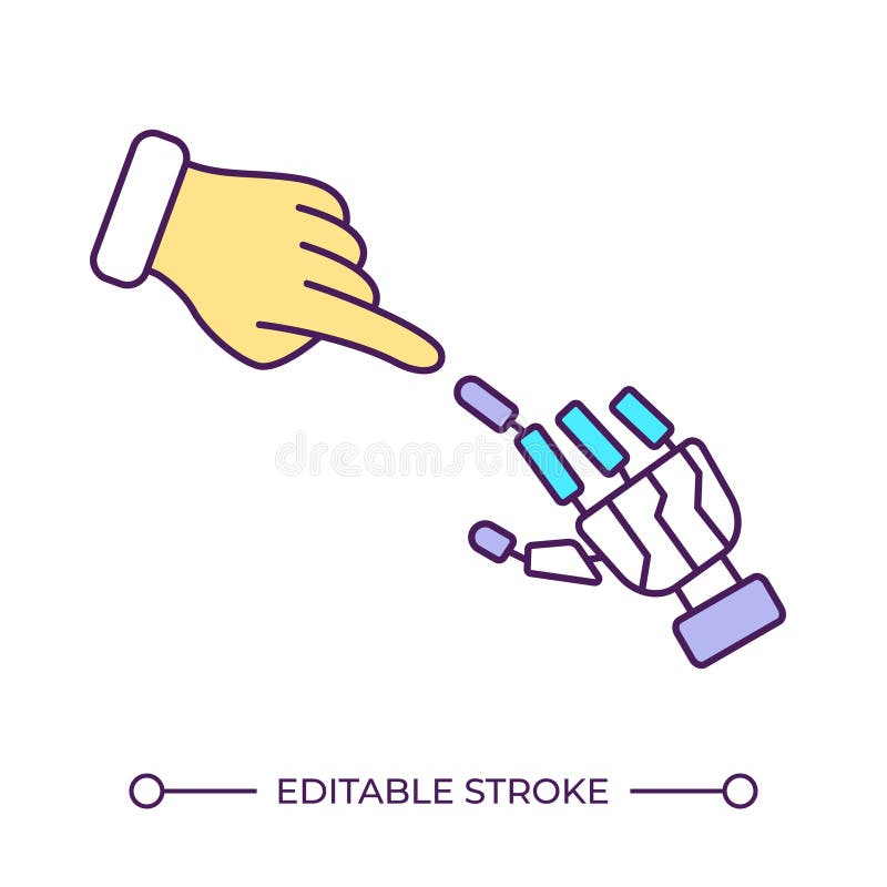 Human and Robot Hands RGB Color Icon Stock Vector - Illustration of ...