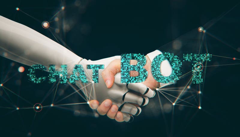 Human Hand Shaking Hands Futuristic Robot Symbol Ai Collaboration Stock ...