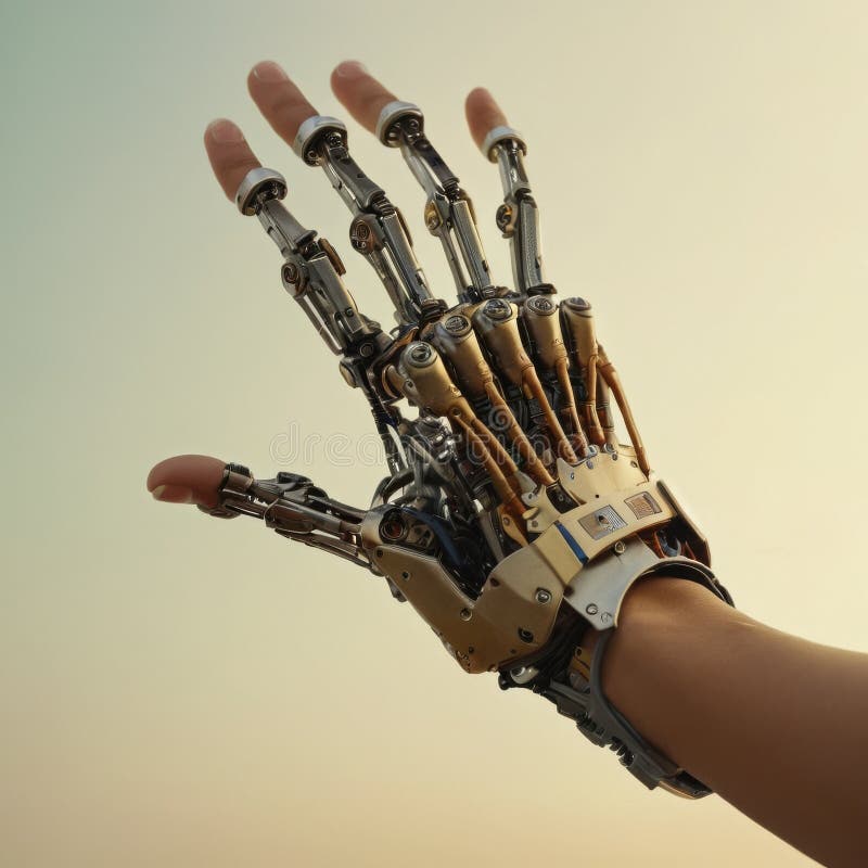 Human-Robot Handshake stock illustration. Illustration of innovation ...