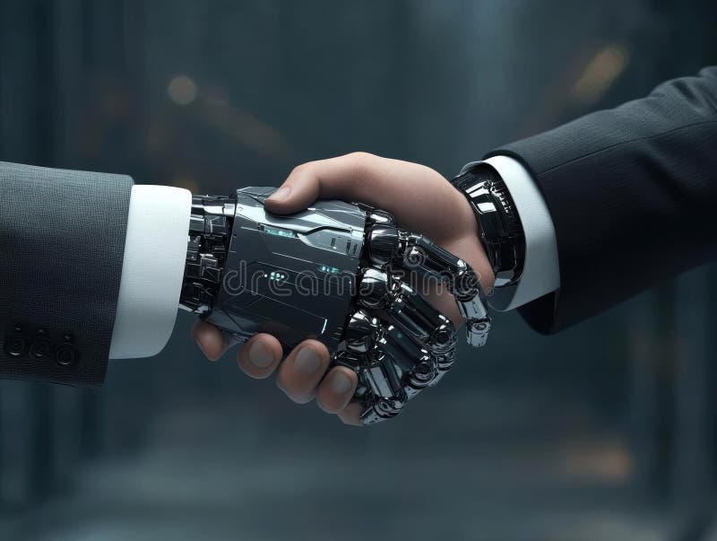 Human and Robot Handshake, the Future of Collaboration Stock Image ...
