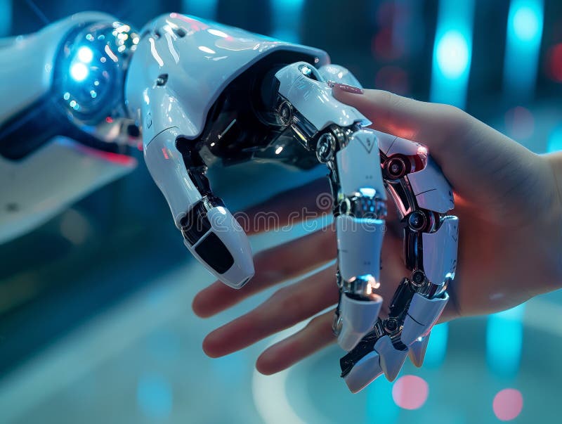 Human-Robot Handshake Future Concept Stock Photo - Image of futuristic ...