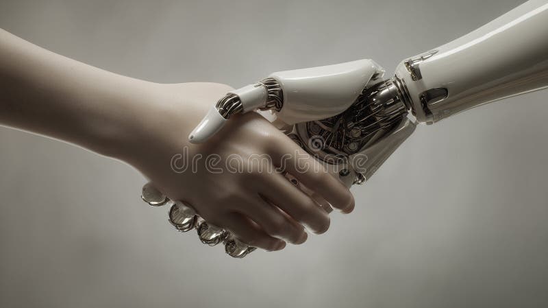 Human-Robot Handshake. Future Connection Stock Photo - Image of cyber ...