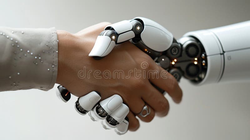 Human and Robot Handshake: Future of Technology Stock Illustration ...