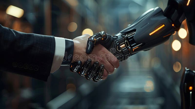 Human and Robot Handshake stock image. Image of manual - 317528767