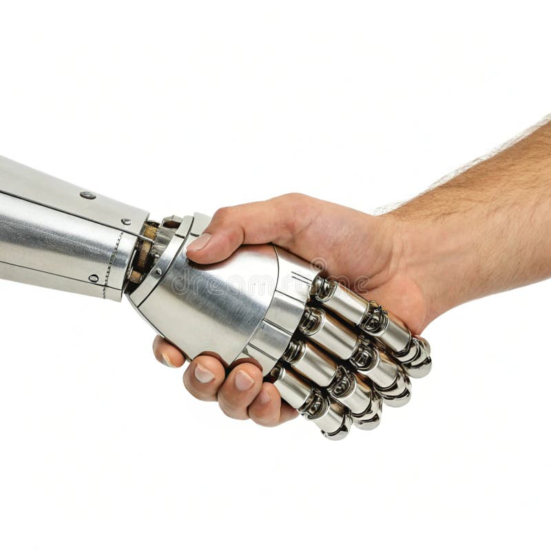 Human and Robot Handshake Isolated on White Background Stock ...