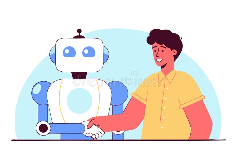 Human and Robot Handshake Representing Partnership and Collaboration in ...