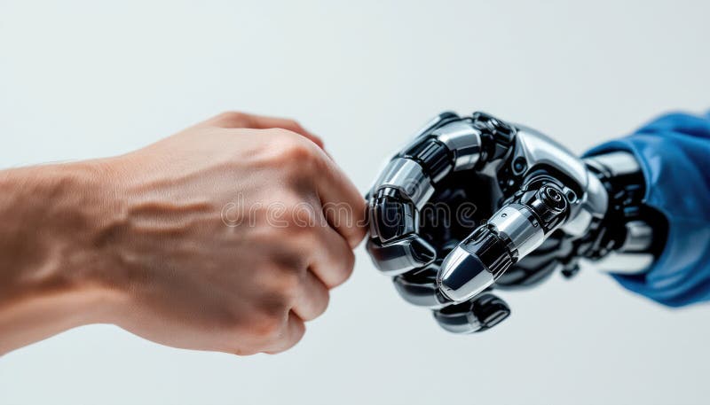Human and Robot Handshake Showing Technological Advancement Stock Photo ...