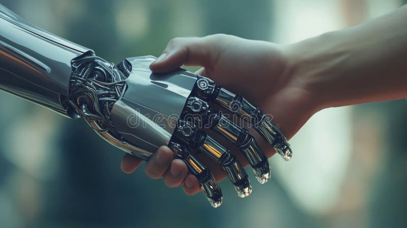 Human-robot Handshake Symbolizing Connection and Collaboration Stock ...
