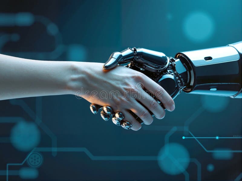 Human and Robot Handshake. Symbolizing the Future of Technology ...