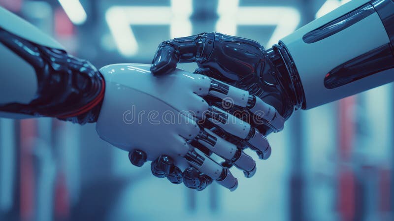 Human Robot Handshake Symbolizing Unity in Medical Technology Stock ...