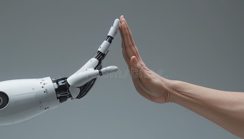 Human and Robot High-Five – Symbol of Technology and Collaboration ...