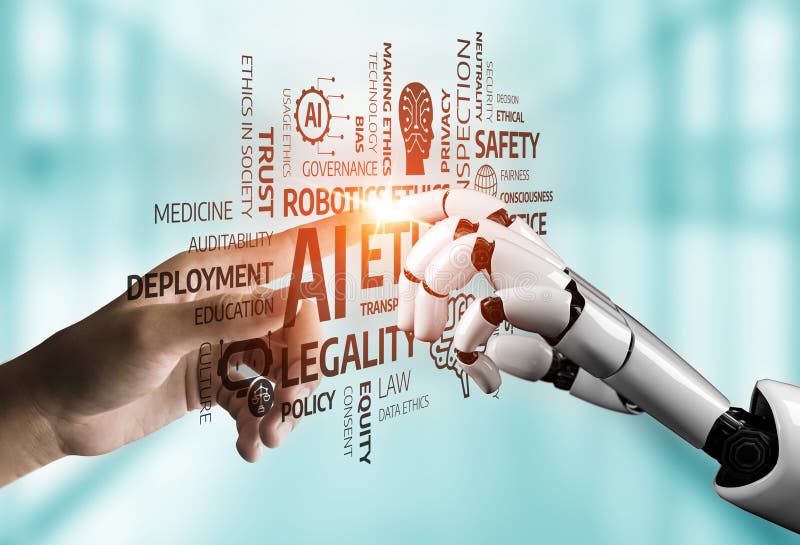 AI Ethics and Law in Artificial Intelligence Governance. Icons Related To AI Ethics, Symbols of ...