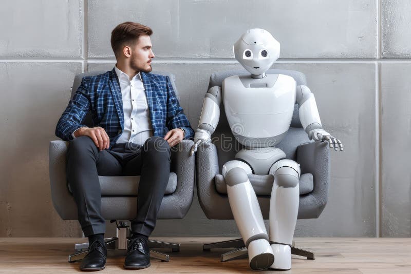 Human and Robot Nervously Anticipating Interview, Future Workforce ...