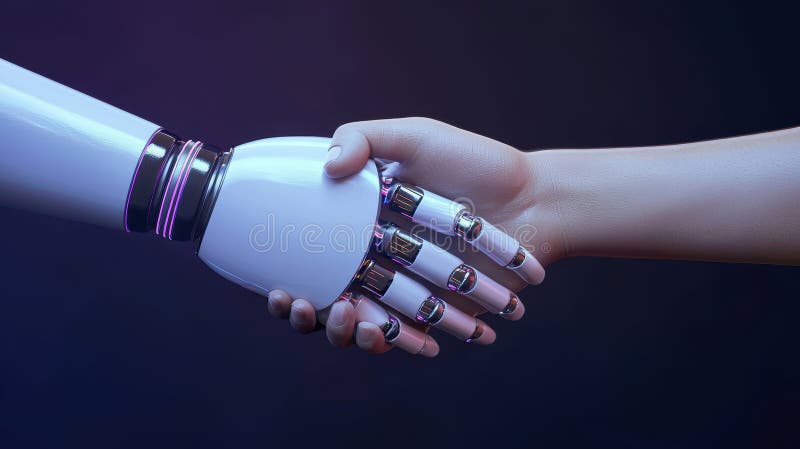 A Human and a Robot Shake Hands, Symbolizing the Cooperation between AI ...