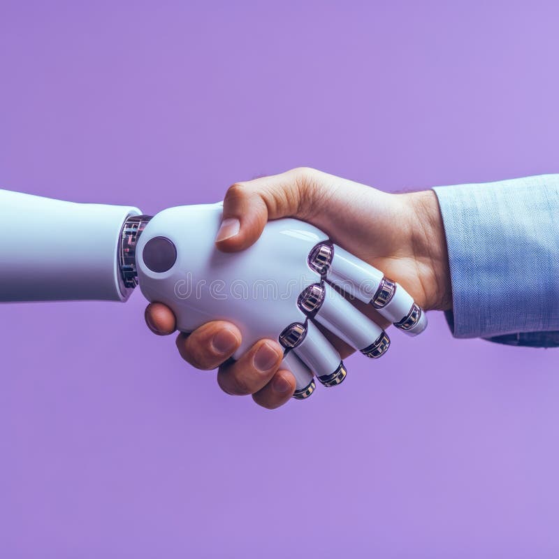 A Human and a Robot Shake Hands, Symbolizing the Cooperation between AI ...